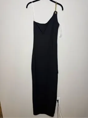 Lulus | Dresses | Ultimate Icon Black Oneshoulder Chain Strap Maxi ...